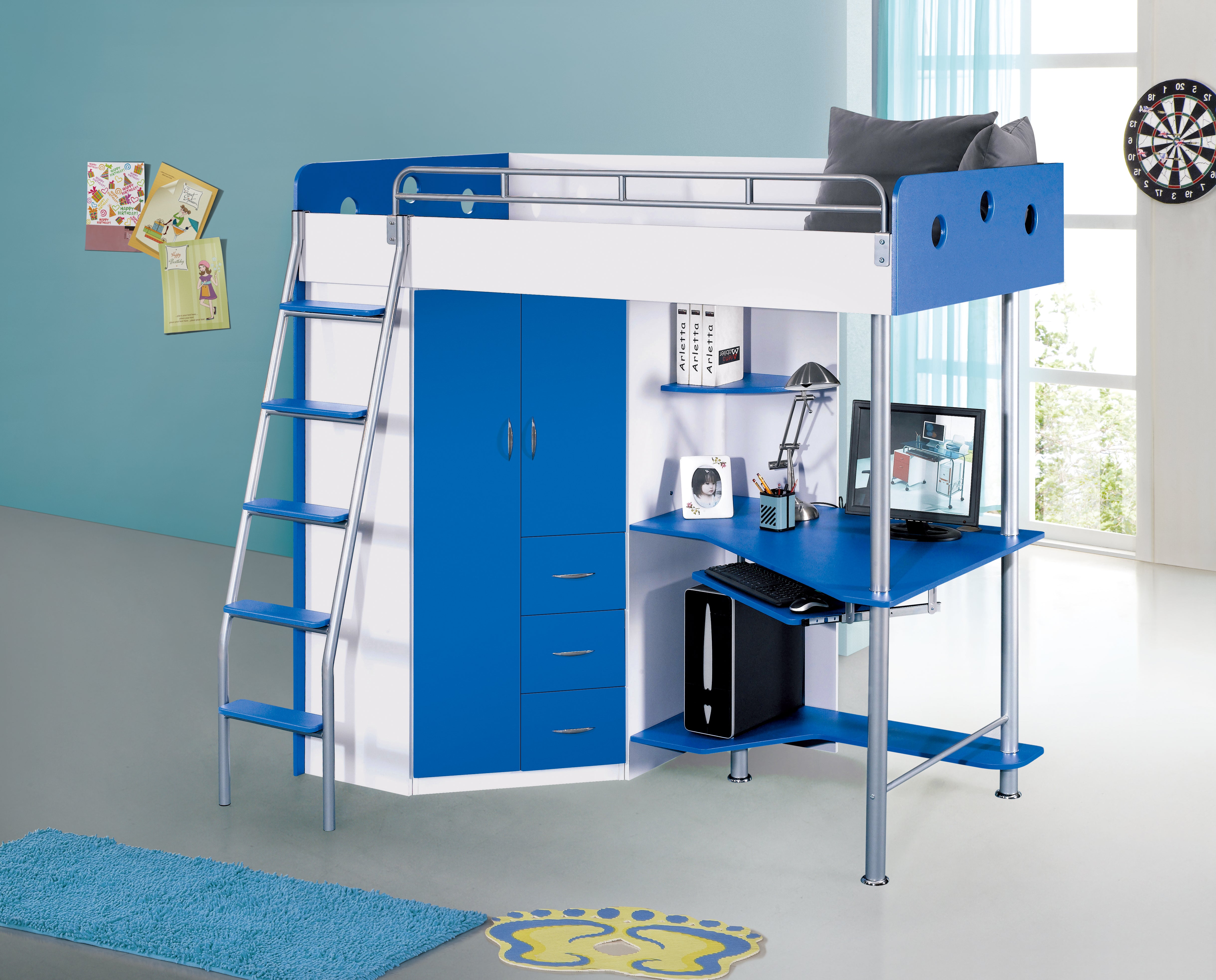 Teenage Loft Combination Bunk Bed with Built-In Study Desk